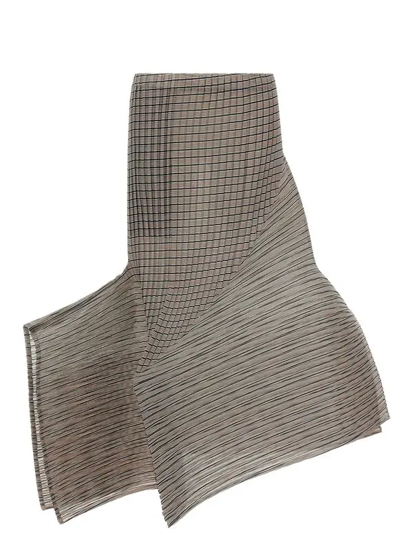 Issey Miyake Striped Machine Pleats Skirt - Brown