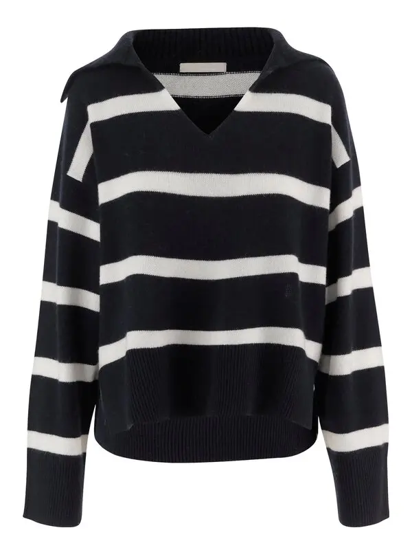 ALLUDE Striped Cashmere Sweater - Red