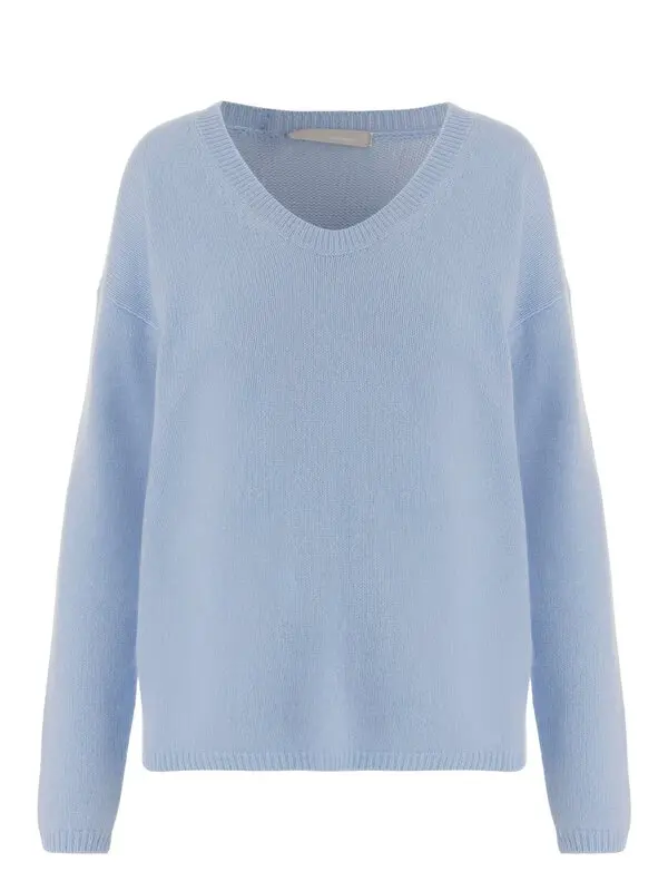 ALLUDE Cashmere V-neck Sweater - Light Blue