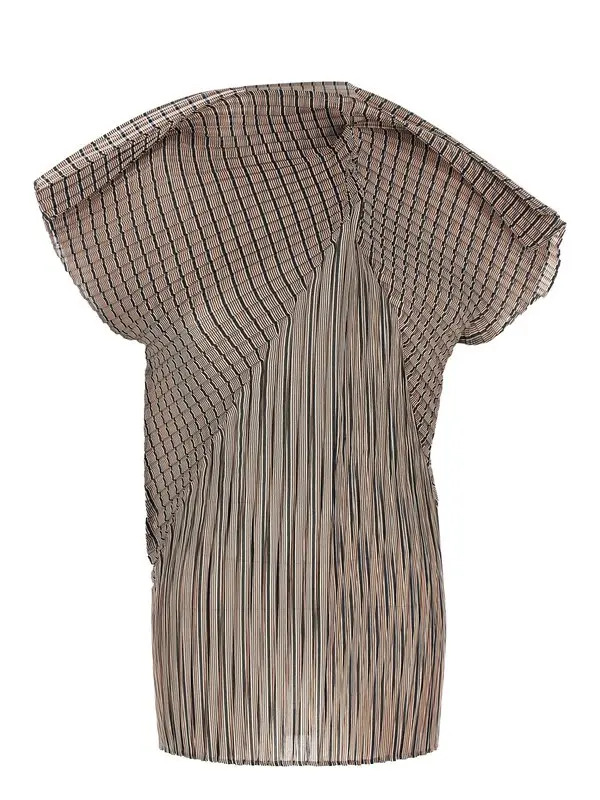 Issey Miyake Generic Stripes Pleated Top - Brown
