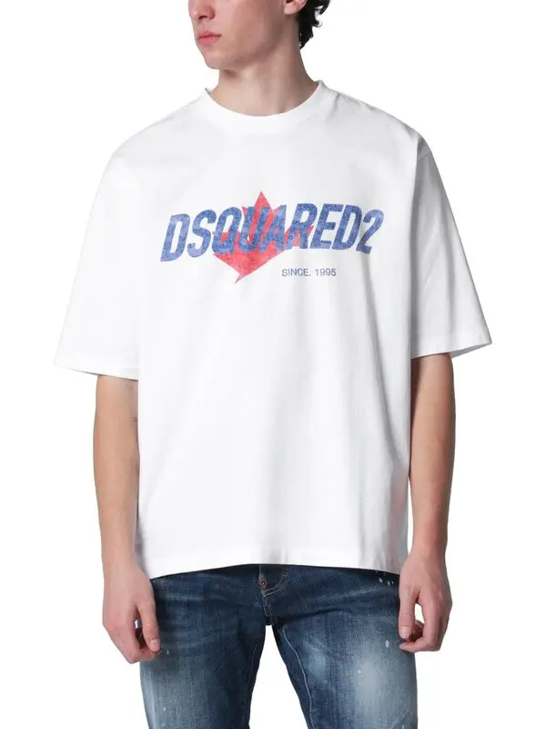 Dsquared2 Loose Fit T Shirt With Logo Print - White