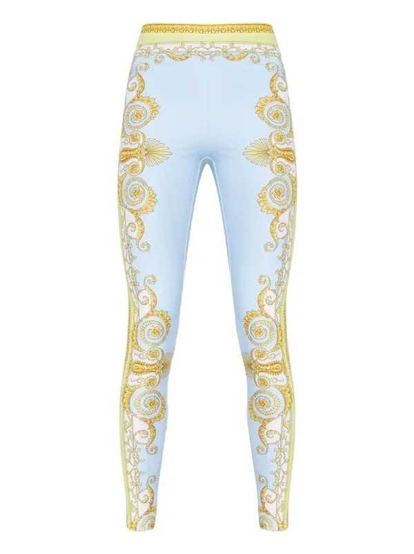 Versace Barocco Print Leggings - Clear Blue