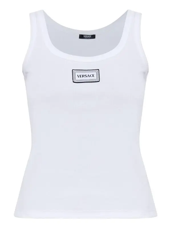 Versace Logo Cotton Tank Top - White