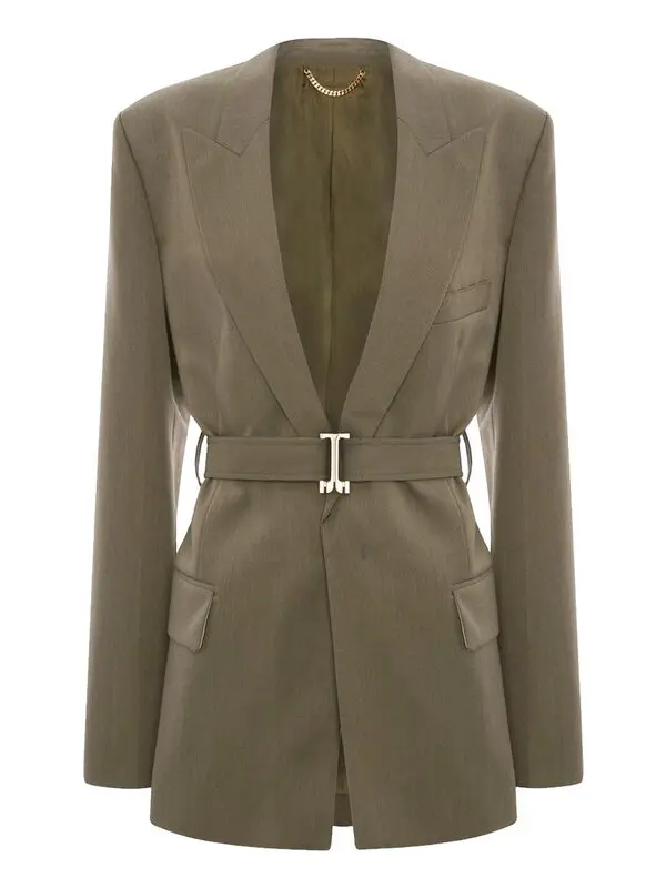 Victoria Beckham Tailored Blazer With Belt - Green