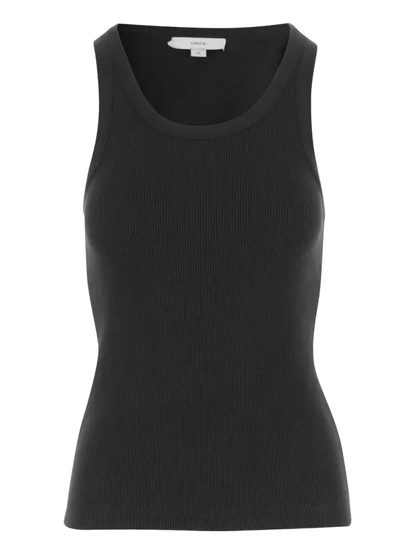 Vince Stretch Cotton Blend Tank Top - Black