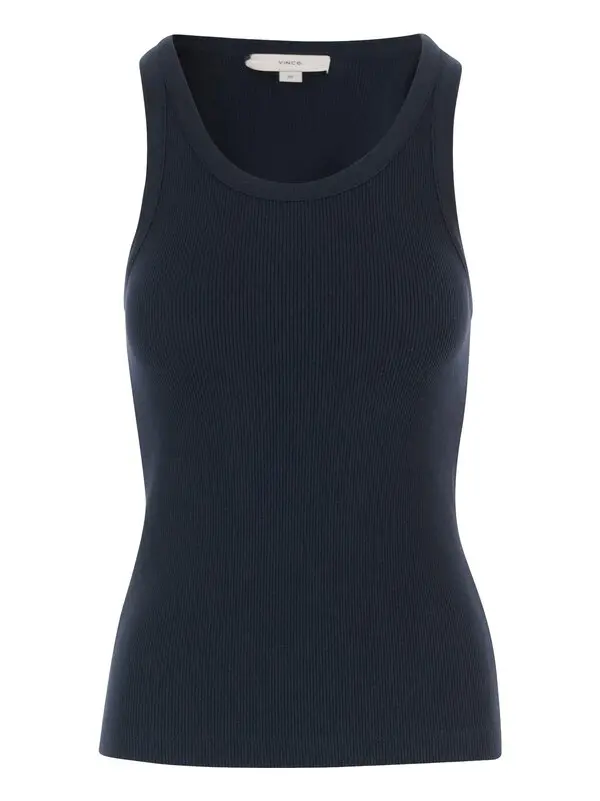 Vince Stretch Cotton Blend Tank Top - Blue