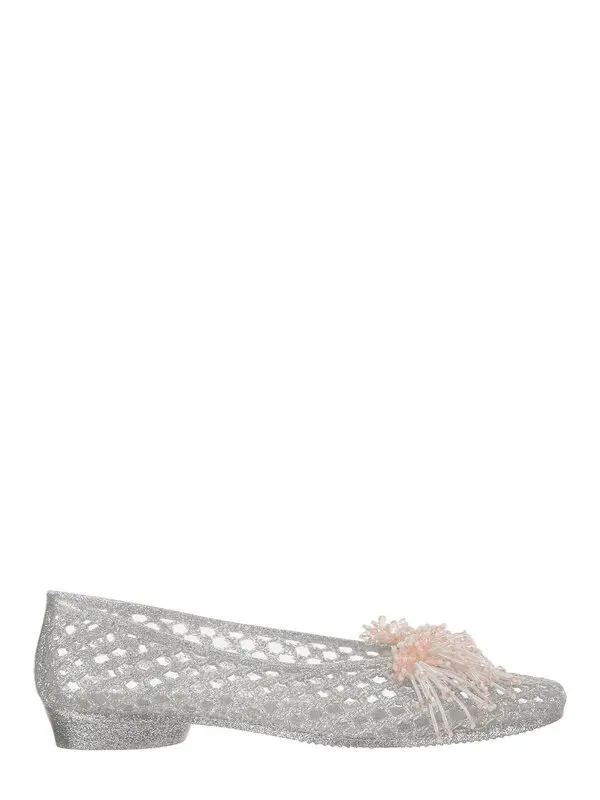 HEAVENLY JELLY Transparent Ballerina Flats With Decoration - Silver