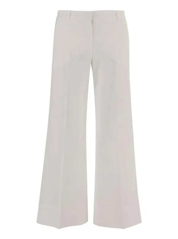 QL2 DONNA Flared Stretch Cotton Trousers - White