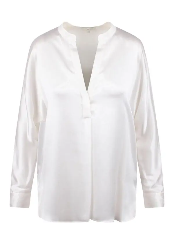 Vince Silk V-neck Shirt - White