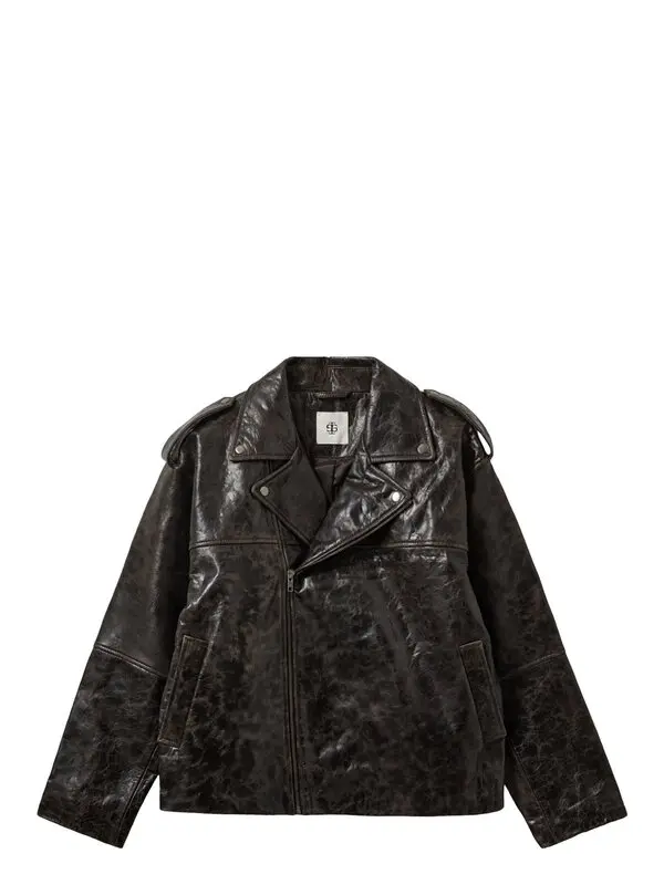 THE GARMENT Lambskin Biker Jacket - Marrone Scuro