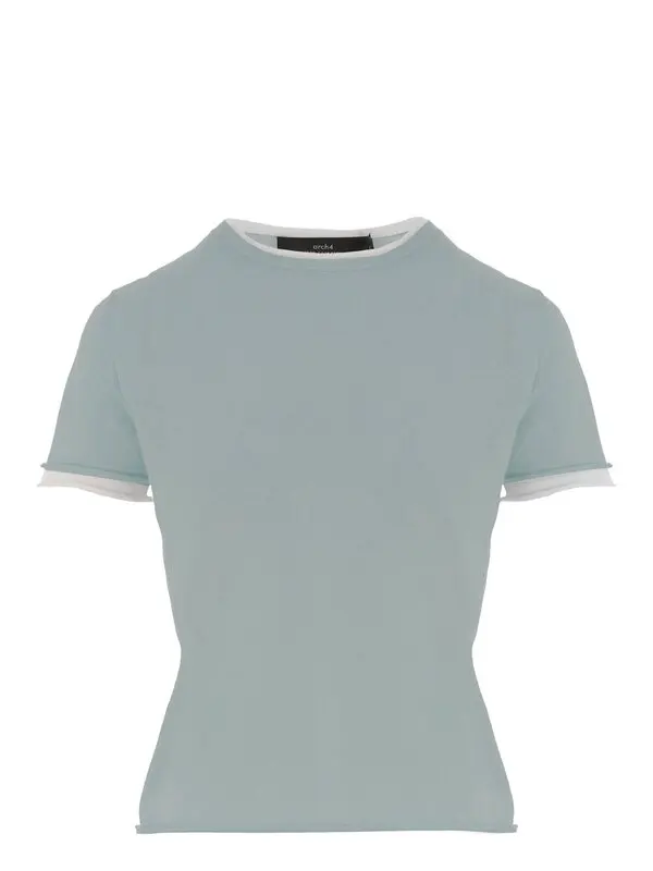 Arch4 Cashmere T-shirt With Edging - Light Blue