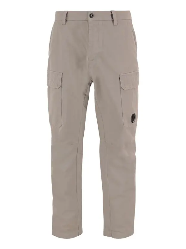 C.P. COMPANY Cotton Trousers With Logo - Light Grey
