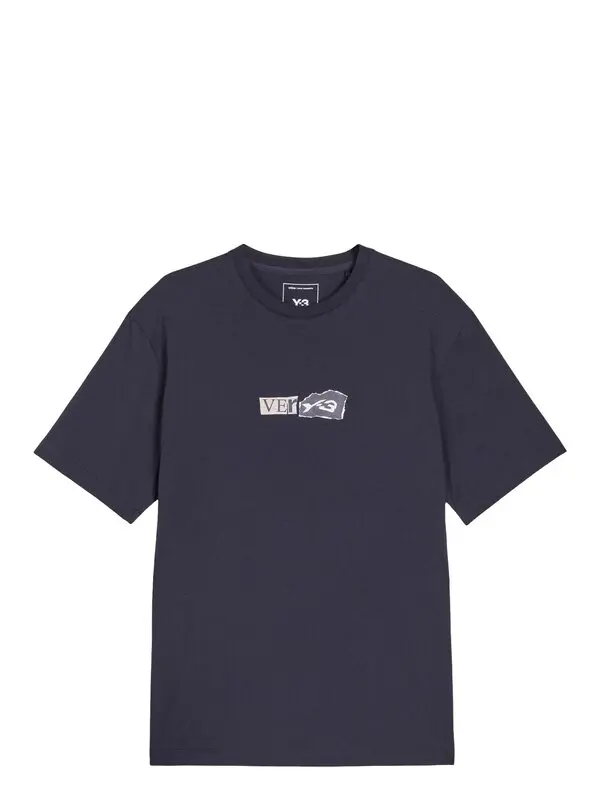 Y3 Cotton T Shirt With Print - Black
