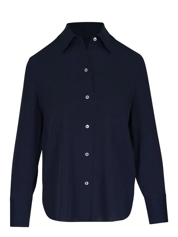 Vince Stretch Silk Shirt - Blue
