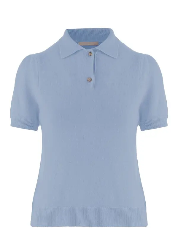ALLUDE Cashmere Polo Shirt - Light Blue