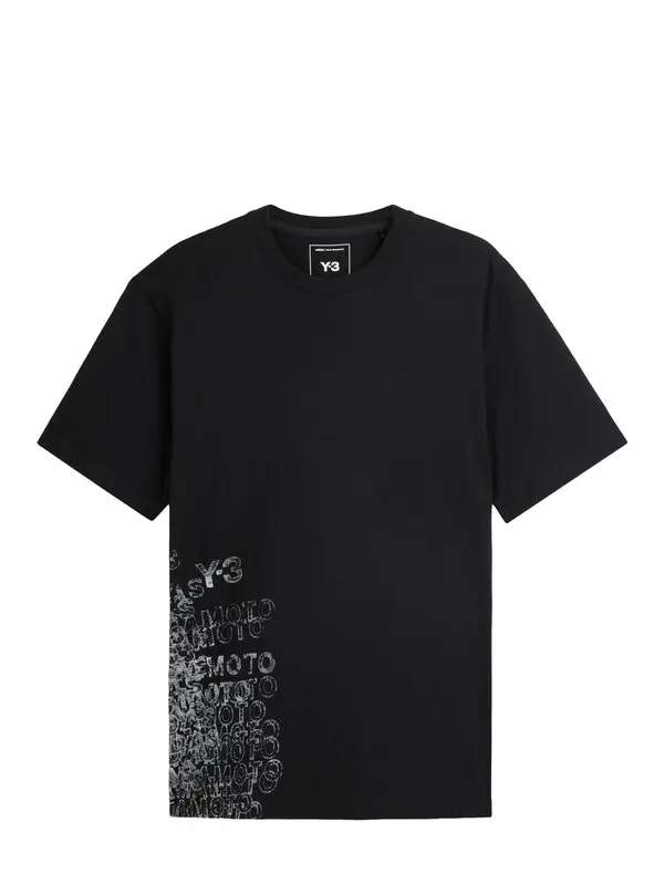Y3 Cotton T Shirt With Print - Black