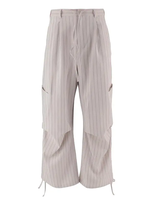 Y3 Wide-leg Striped Trousers - Ivory