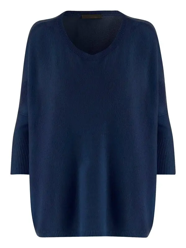 ALLUDE Cashmere V-neck Sweater - Blue