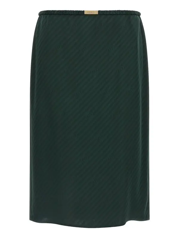 Gucci Logo Knit Silk Midi Skirt - Green