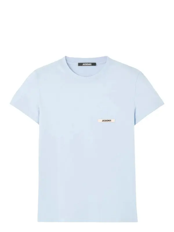Jacquemus Cotton T Shirt With Logo - Light Blue