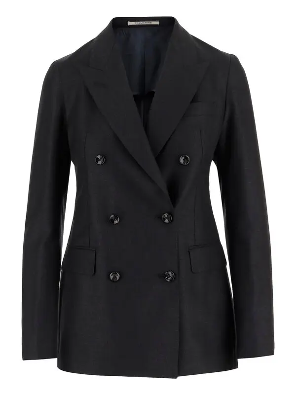 Tagliatore Wool And Silk-blend Double-breasted Jacket - Navy Scuro
