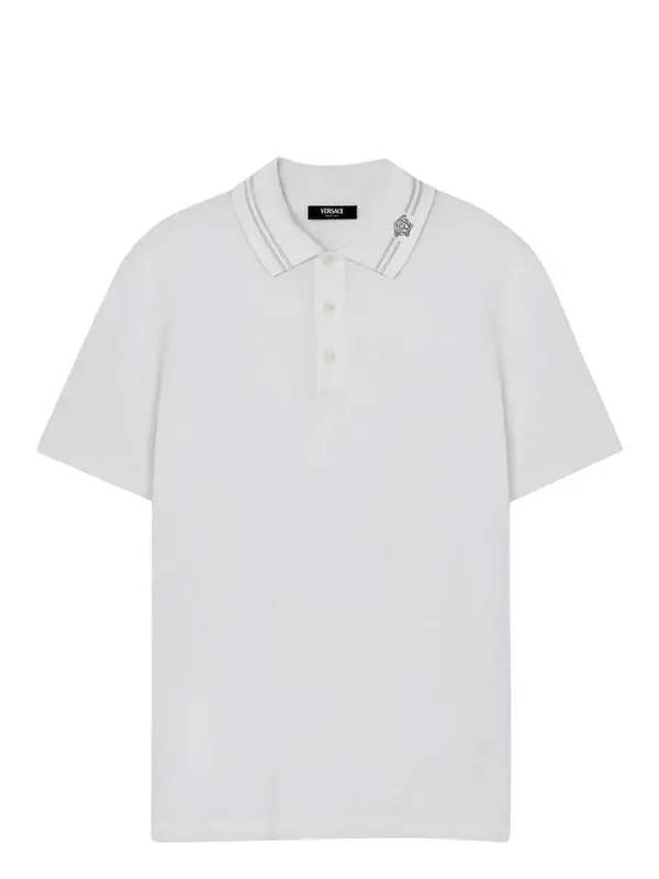 Versace Polo Shirt With Medusa Embroidery - White