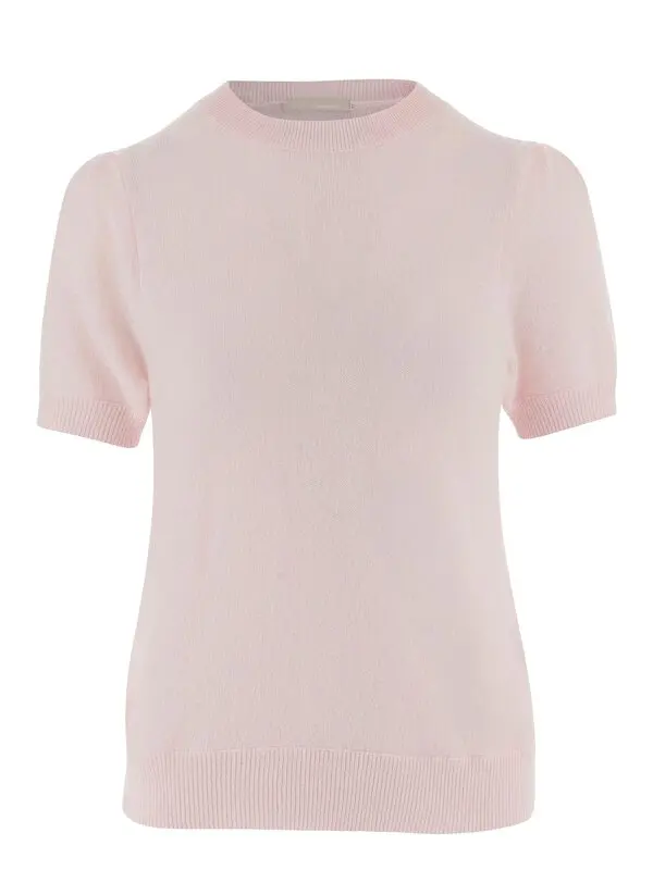 ALLUDE Short Sleeved Cashmere Sweater - Pink