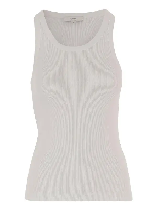 Vince Stretch Cotton Blend Tank Top - White