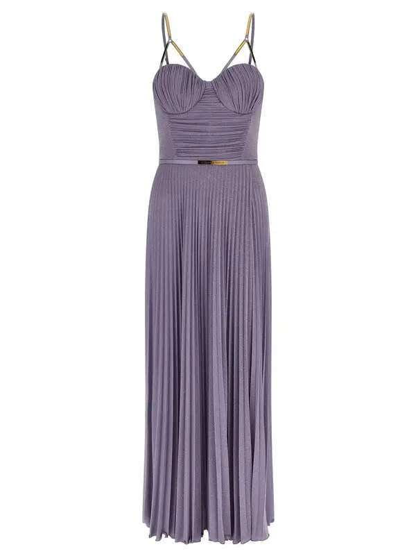 Elisabetta Franchi Long Lamé Jersey Dress - Purple