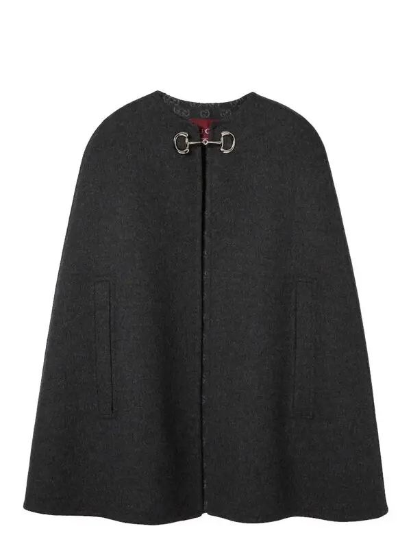 Gucci Wool And Silk Cape With Clamp - Grey
