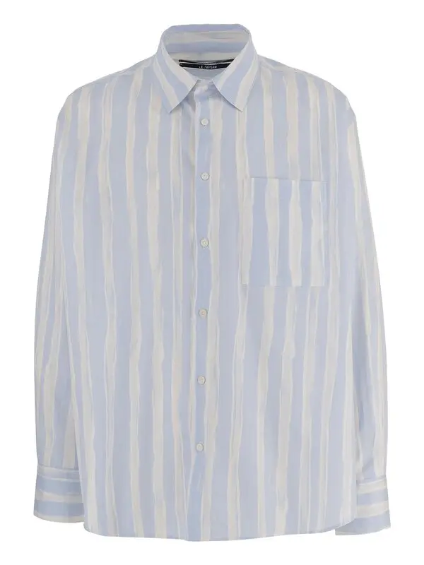 Jacquemus Cotton Shirt With Striped Pattern - Clear Blue