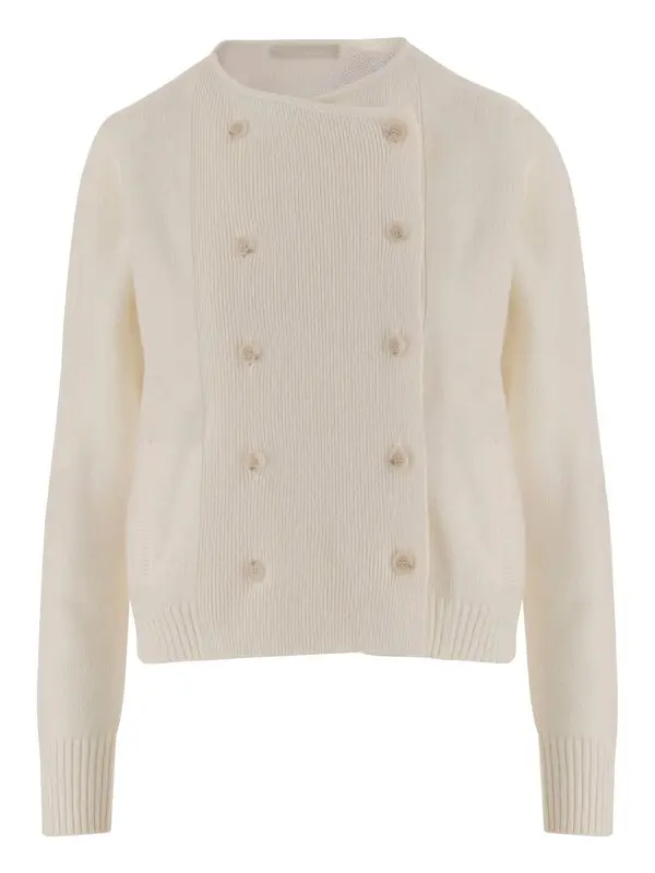 ALLUDE Double-breasted Wool-cashmere Blend Jacket - White