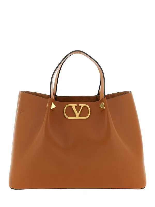 Valentino Garavani Vlogo Signature Medium Shopping Bag - Brown
