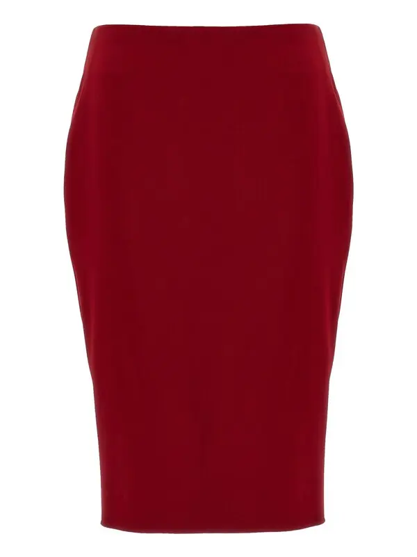 Saint Laurent Pencil Midi Skirt - Red