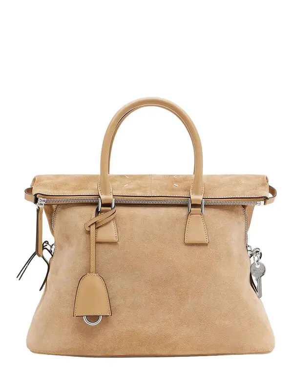 MAISON MARGIELA 5ac Suede Leather Bag - Beige