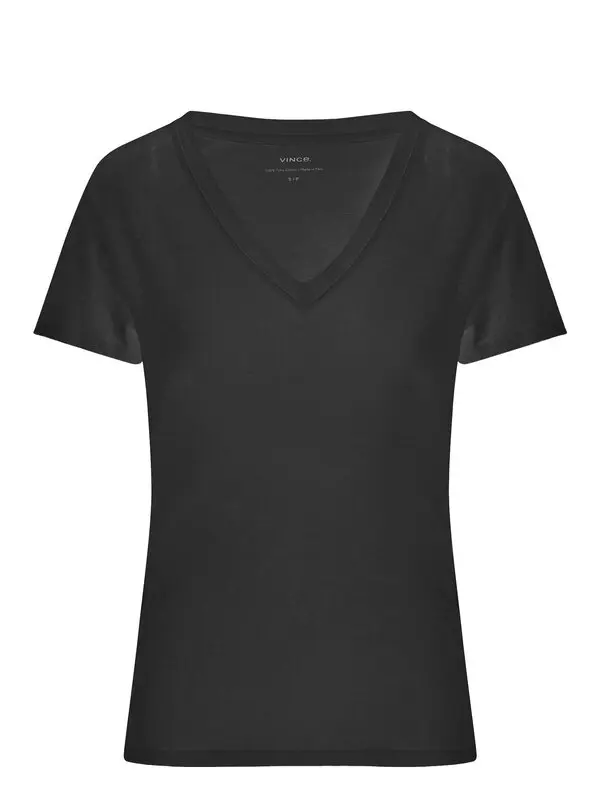 Vince Cotton V-neck T-shirt - Black
