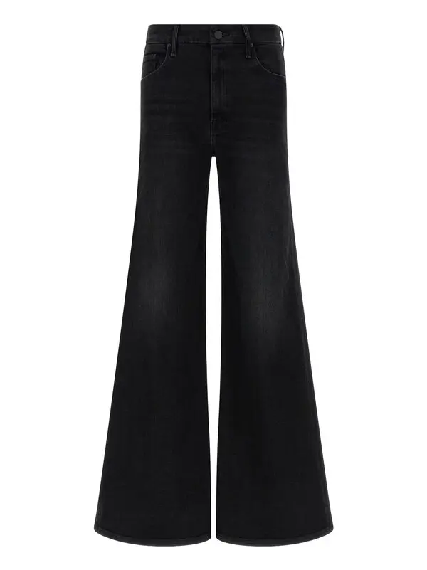 MOTHER The Roller Sneak Wide Leg Jeans - Black