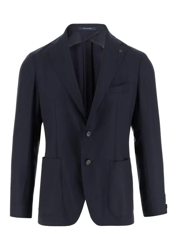 Tagliatore Single-breasted Stretch Wool Jacket - Blue