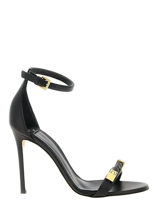 Elisabetta Franchi Leather Stiletto Sandals - Black