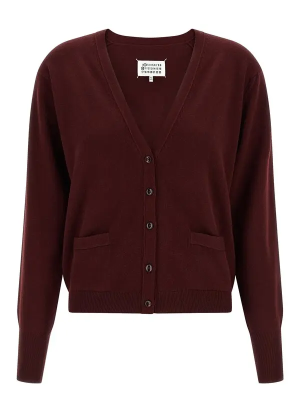 MAISON MARGIELA Four Stitches Virgin Wool Cardigan - Bordeaux