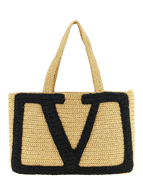 Valentino Garavani Viva Superstar Large Raffia Shopping Bag - Beige