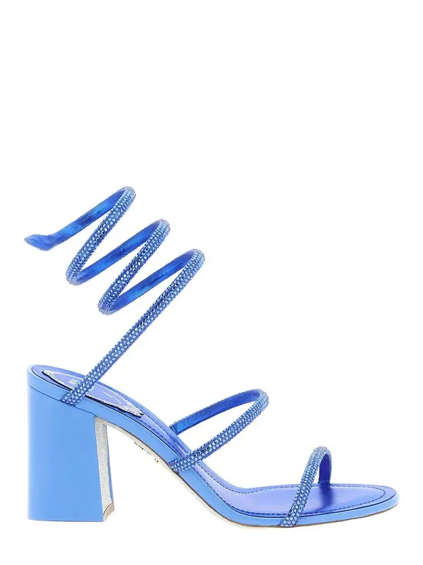 Rene Caovilla Cleo Crystal Appliqué Sandals - Blue