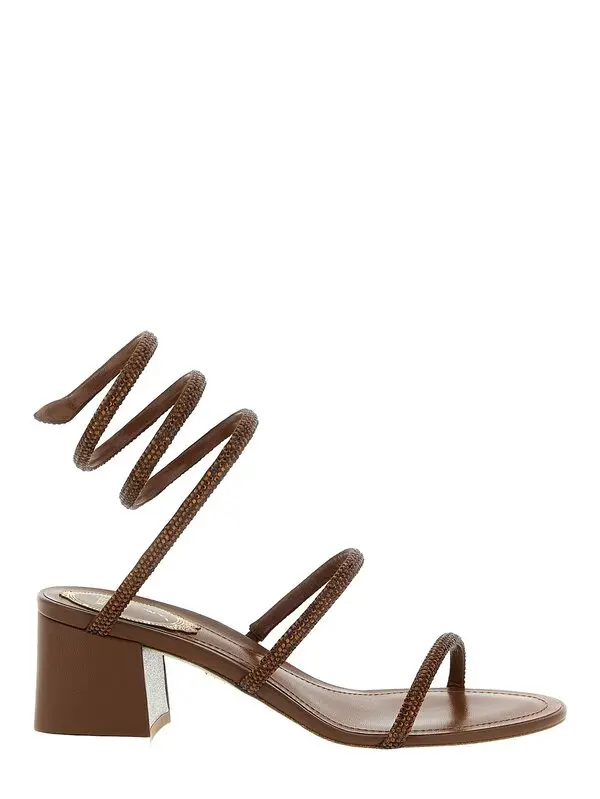 Rene Caovilla Cleo Leather Sandals - Brown
