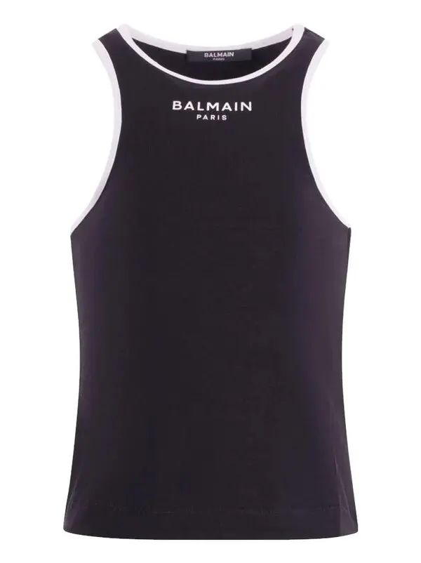 Balmain Tank Top With Logo - Black