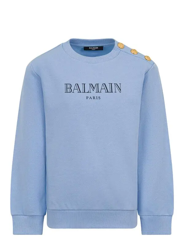 Balmain Jersey With Logo - Baby Blue