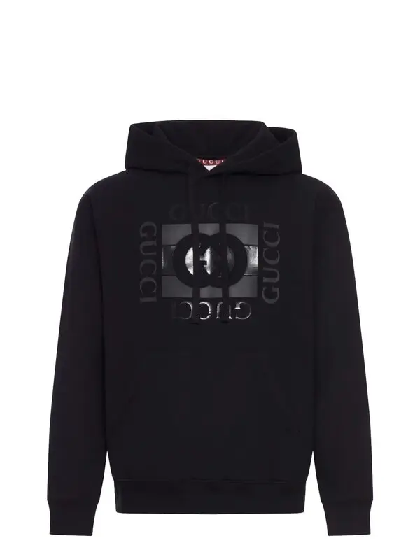 Gucci Brushed Cotton Jersey Hoodie With Logo - Black