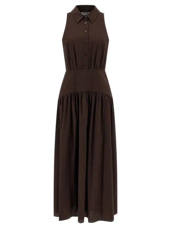 Staud Romy Cotton Poplin Dress - Brown