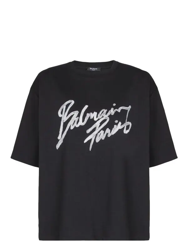 Balmain Logo Cotton T-shirt - Black