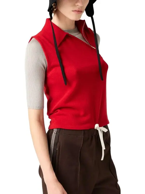 Miu Miu Polo Cashmere Vest - Rosso