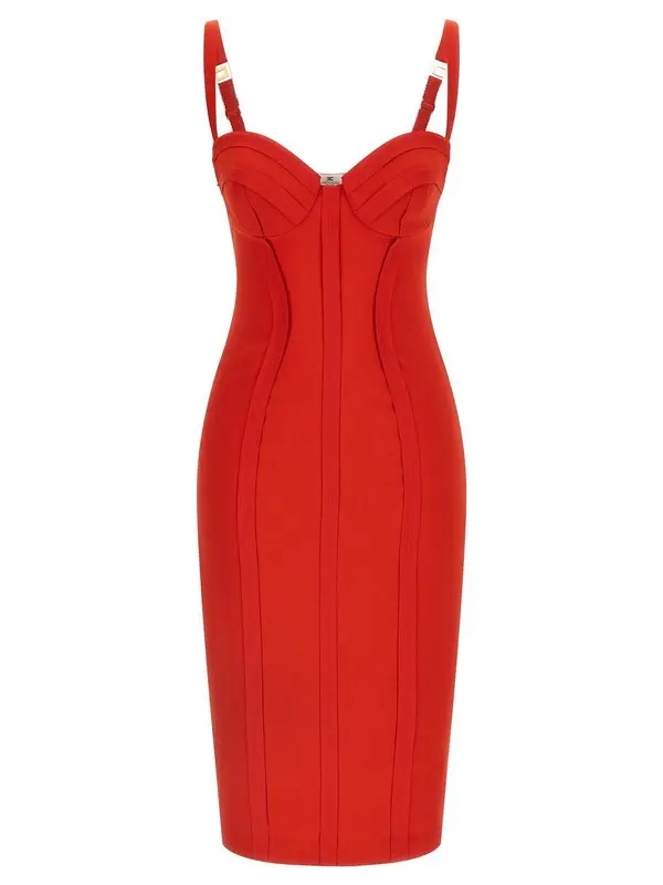 Elisabetta Franchi Corset Midi Dress - Orange